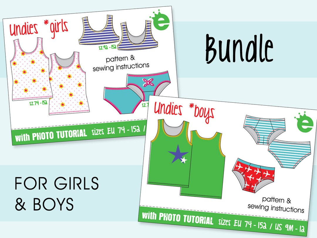 Bundle: Undies Kids Sewing Pattern • Sizes EU 74 – 152, US 9M - 12 ...