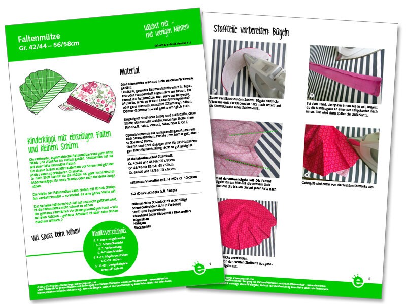 GERMAN Instructions Pleated Cap: E-book and Sewing Pattern // - Etsy