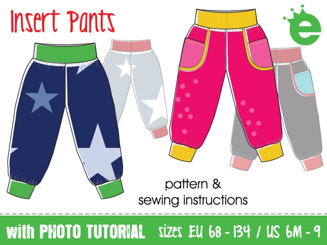Insert Pants for Kids Toddlers Babies • Sewing Pattern Sz EU 68–134, US ...