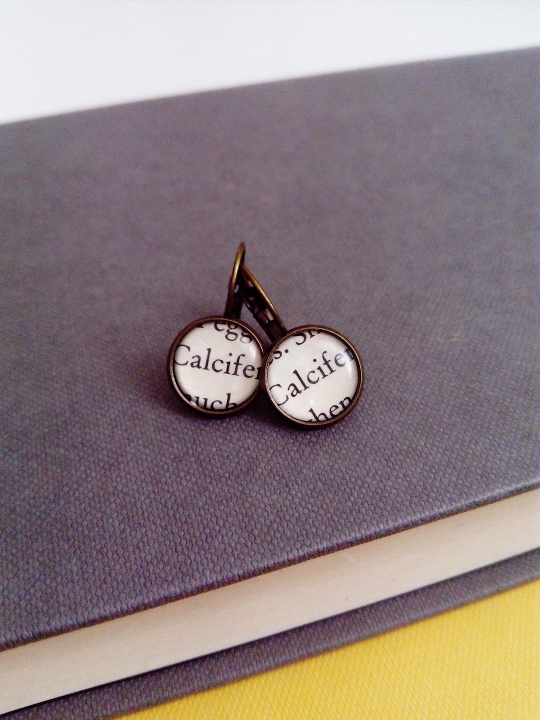 Recycled Book Pages Calcifer Howl's Moving Castle Earrings - Etsy