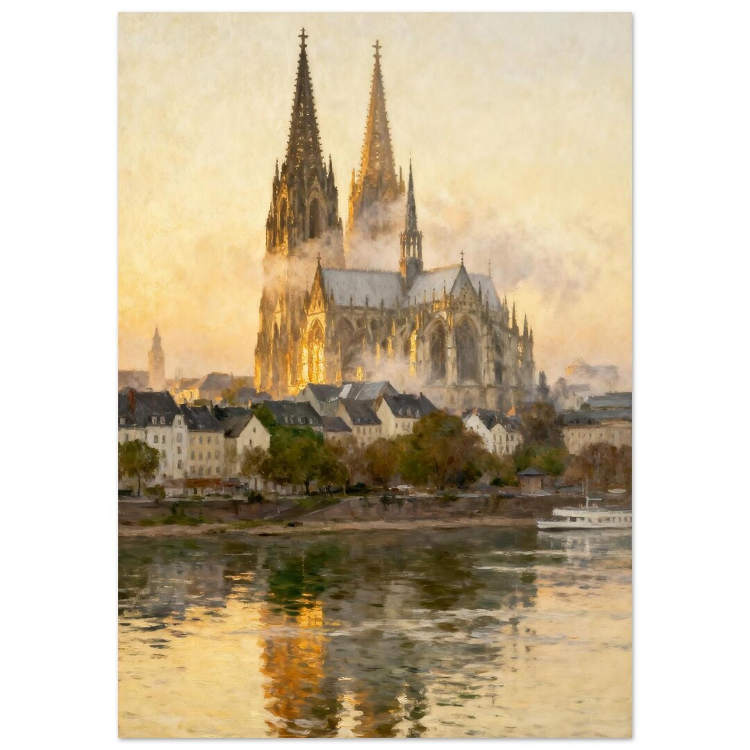 The Grand Cathedral of Cologne ,serenity Along the Rhine Wall Art ...