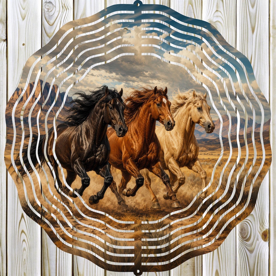 Wild Running Horses Wind Spinner Design Western Landscape Sublimation ...