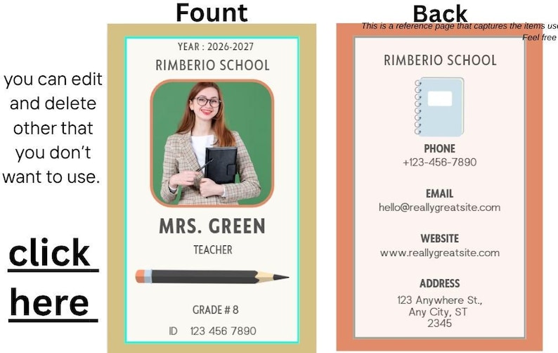 School Staff ID Card Canva Template | Editable Faculty Badge Photo ID ...