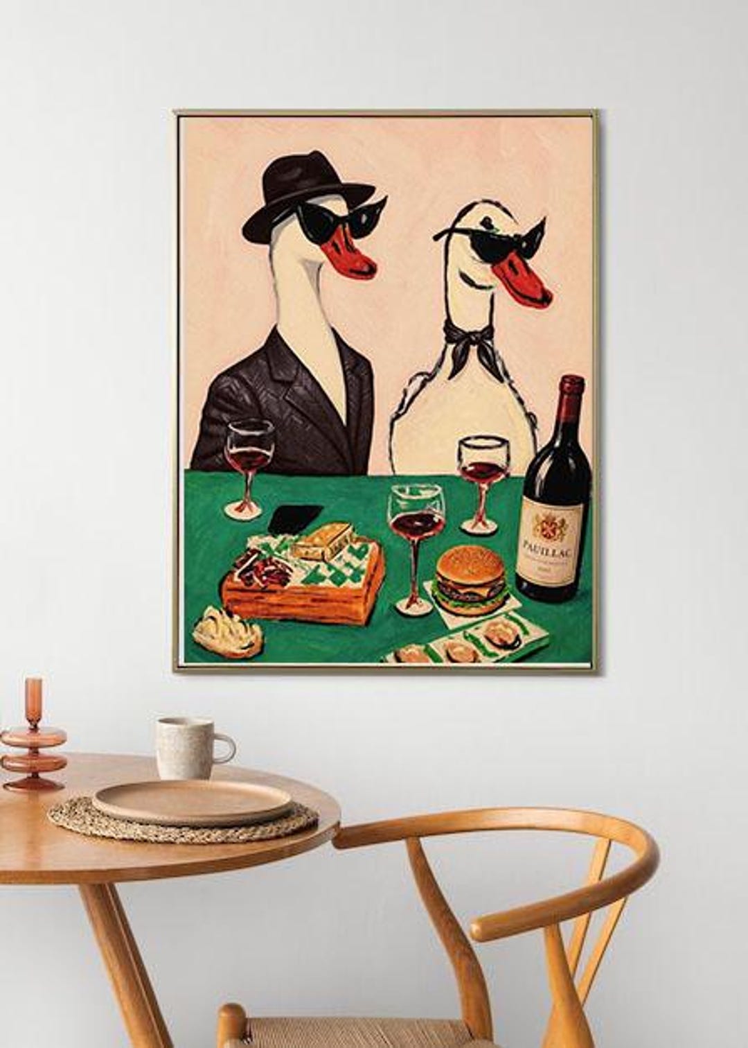 Funny Goose Dinner Party Print | Trendy Animal Wall Art | Chic Duck ...