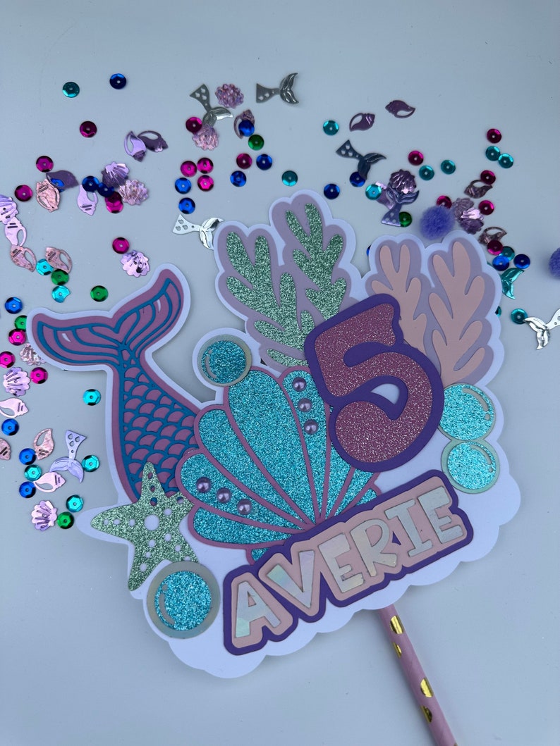 Mermaid Birthday Theme Cake Topper - Etsy