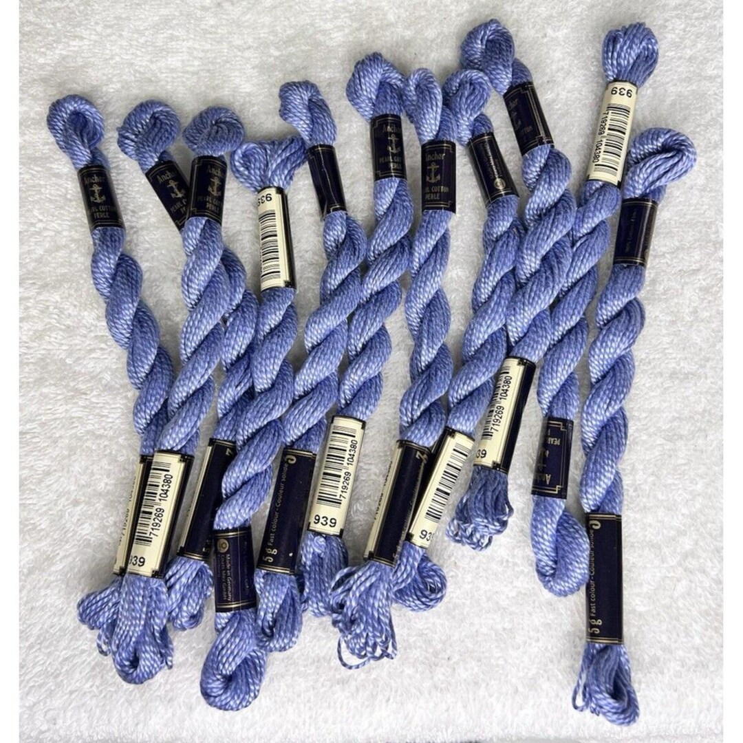 Madeja vintage de hilo de bordar azul medio n.º 939 Anchor Perle Pearl ...