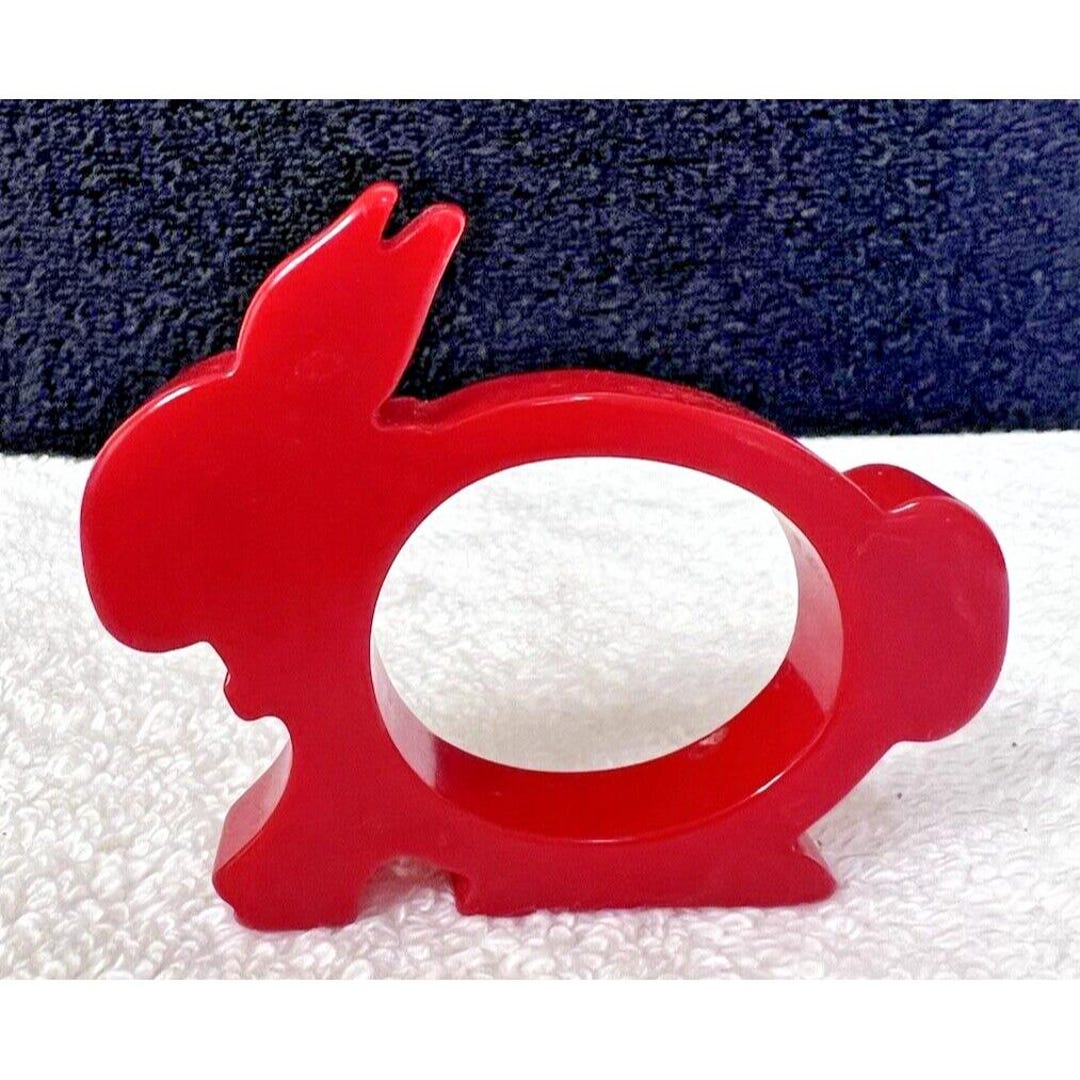 OLD Cherry Red Bakelite Bunny Rabbit Napkin Ring 2 7/8 X 2 1/4 X 1/2 ...