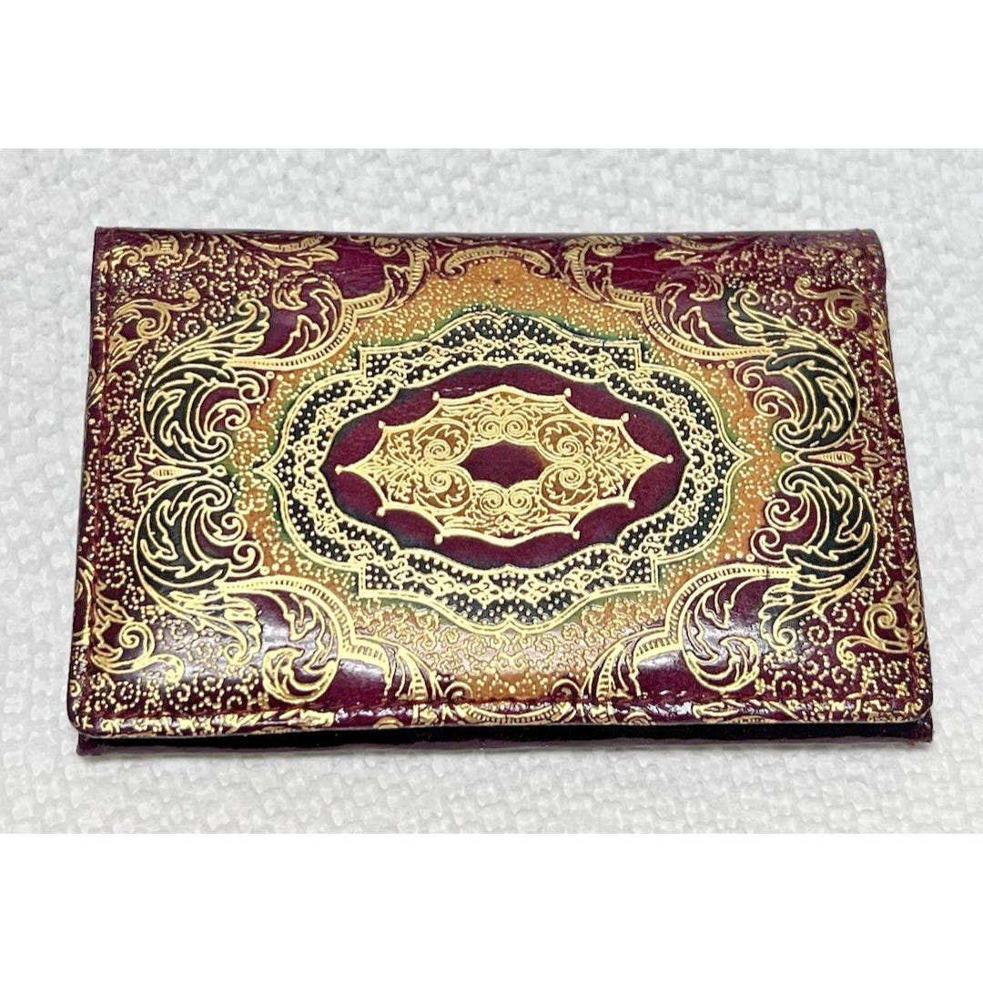 Vintage Beautiful Leather Small Wallet Case Gold Tooled Design 3 3/4 X ...