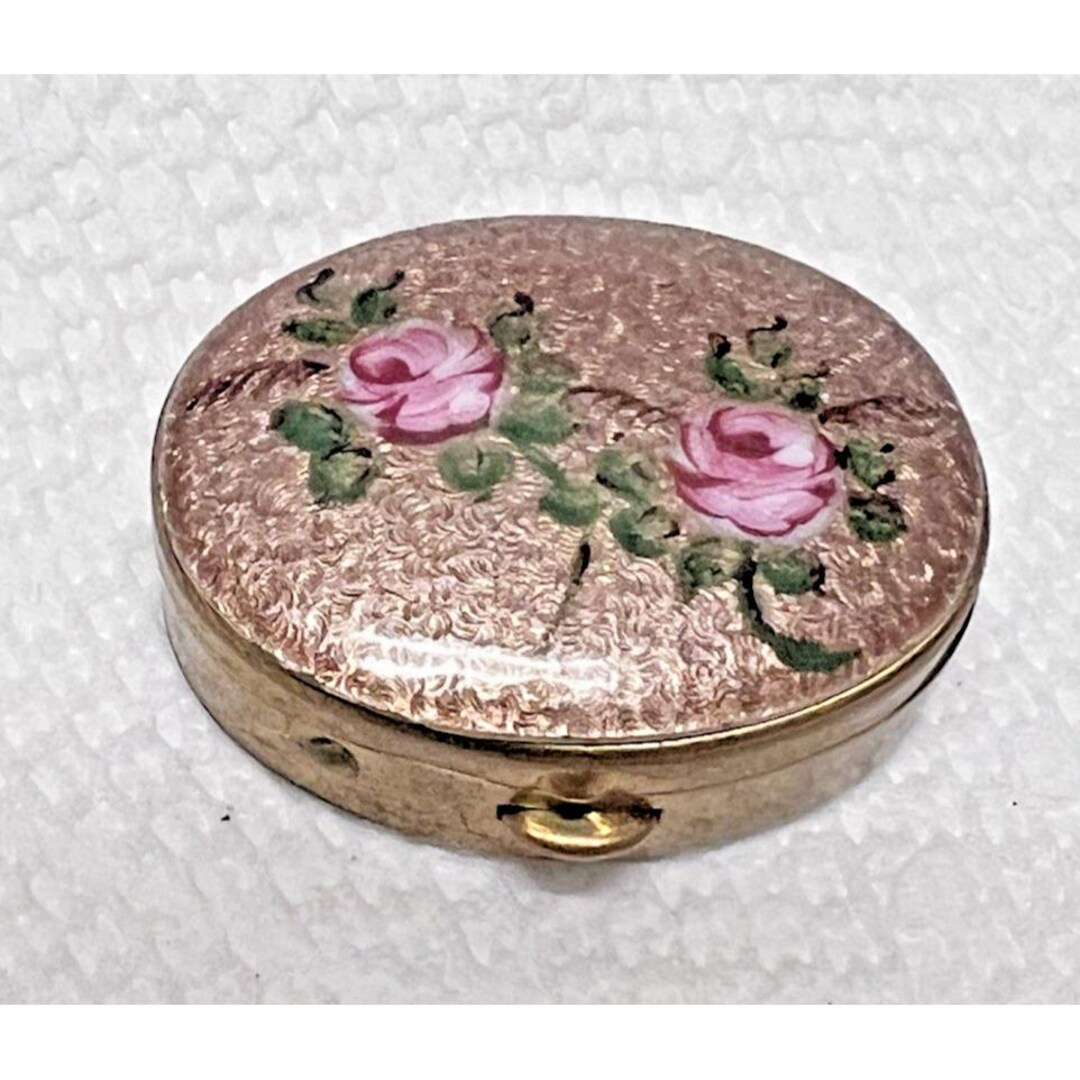 Vintage Guilloche Enamel Pink Rose on Rose Gold Pill Box 1.5 X 1 1/8 - Etsy
