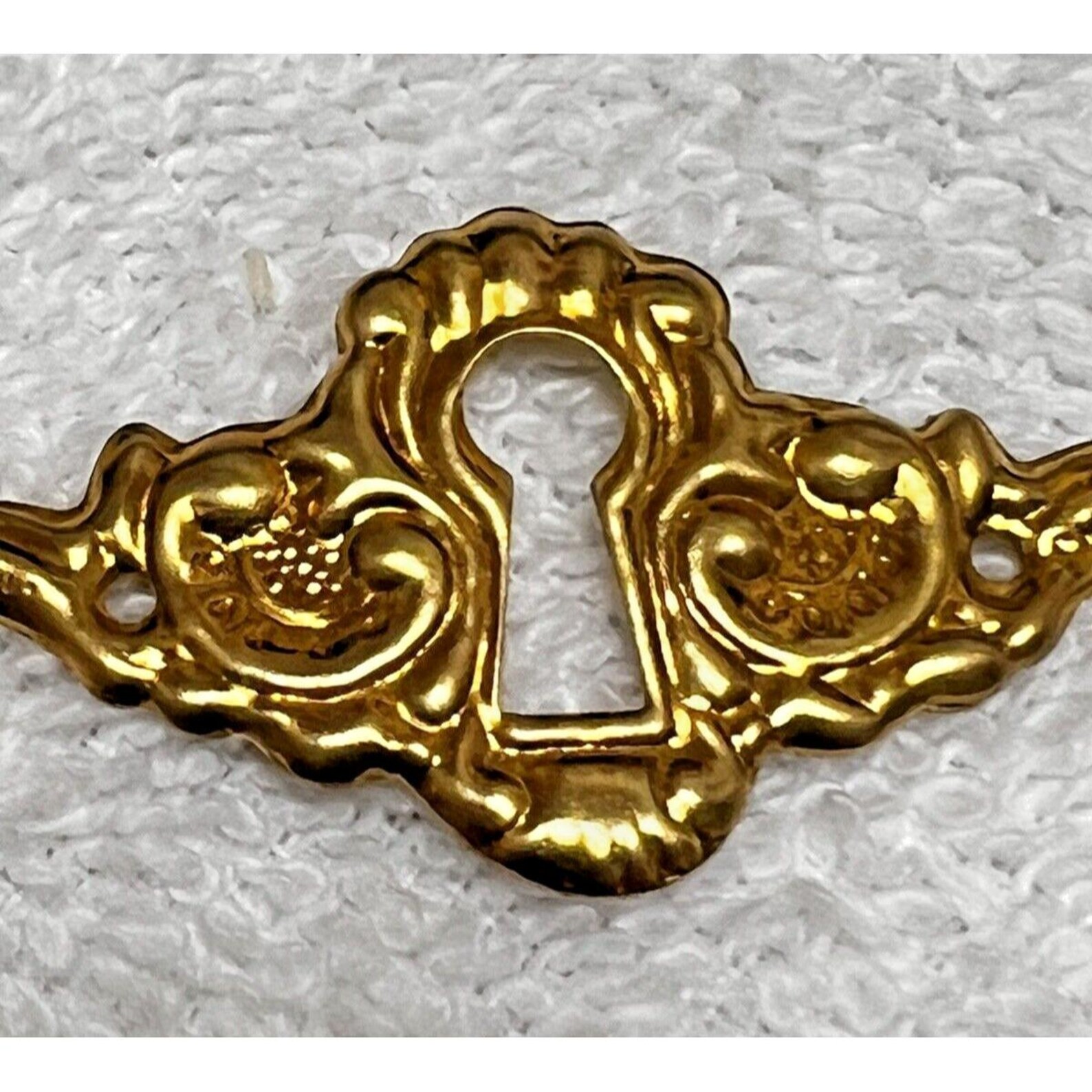 Old Keyhole Scrolls Detail Lock Cover Brass Colored 2 1/2 X 1 1/8 Inch ...