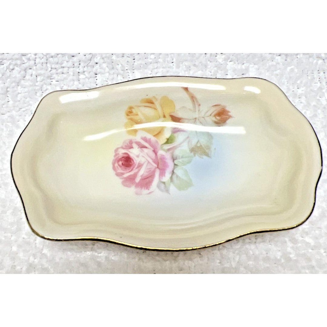 Prussia Pink Yellow Rose China Open Salt Dip 3.5 X 2 1/4 in Royal ...