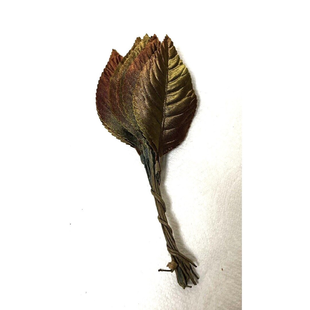 Vintage Brown Green Silky Corsage Leaves 12PC 2 3/4 X 1 1/2 in Bundle ...