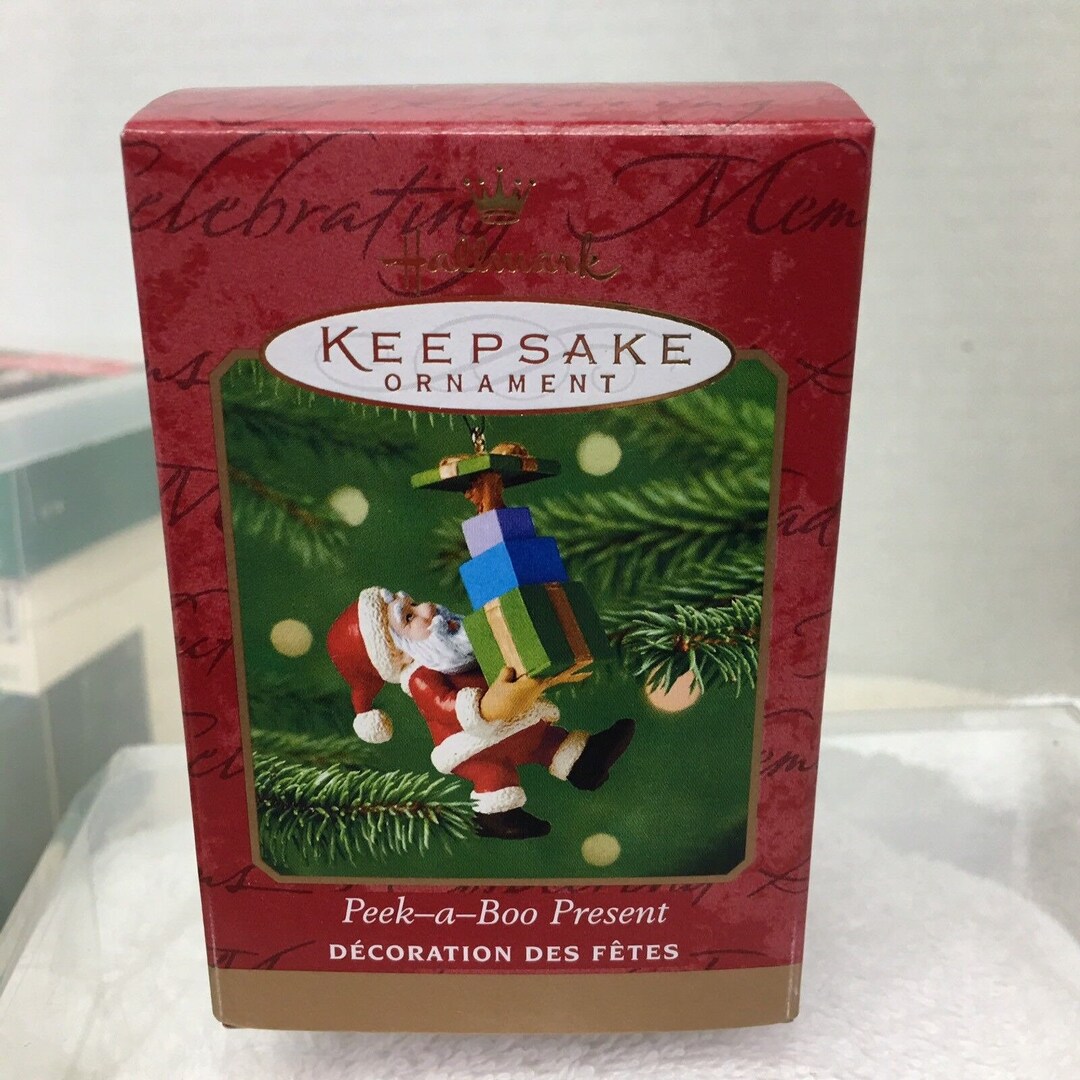 2001 Peek a Boo Present Hallmark Christmas Tree Ornament MIB Price Tag ...