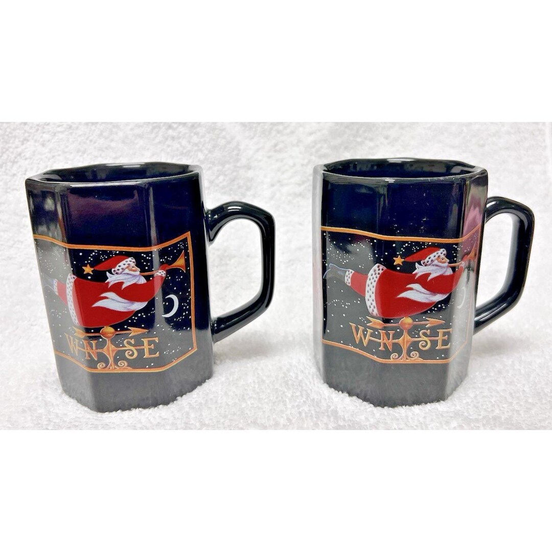 Stephanie Stouffer Santa Weathervane Christmas Cocoa Coffee Mugs Pair ...