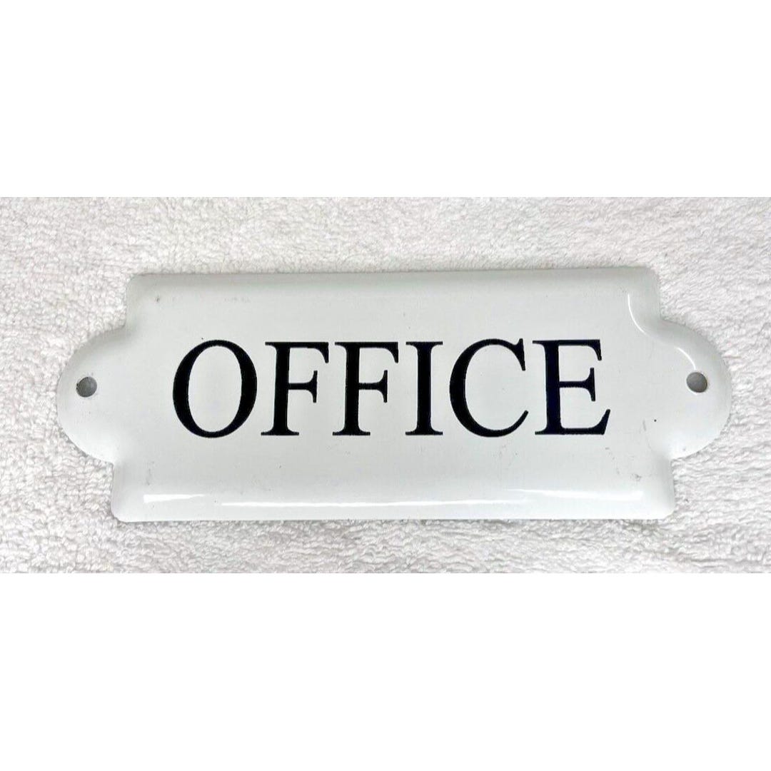 White & Black Enameled Office Sign Door or Wall Plate 7 X 2 3/4 Inch - Etsy