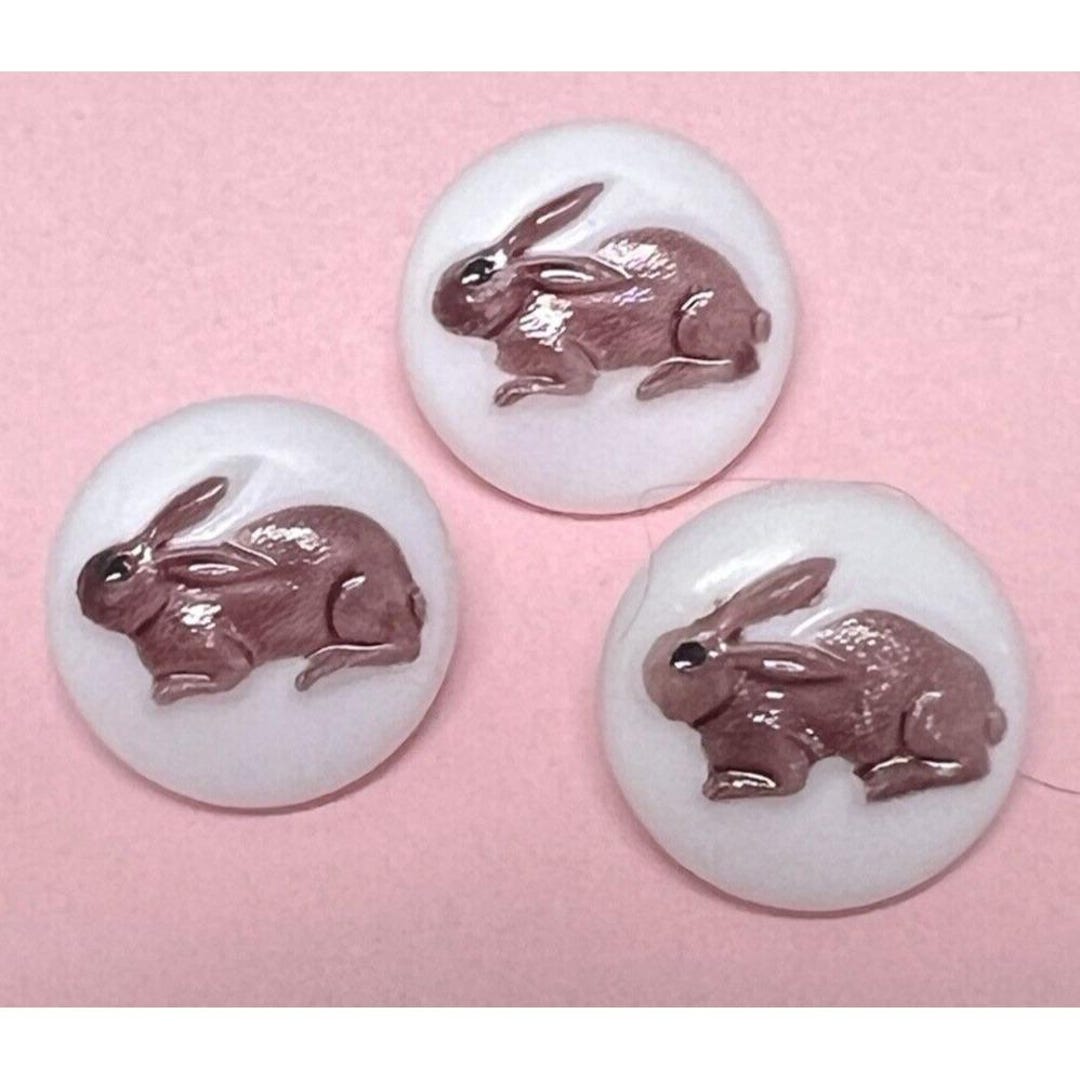 3 Vintage Brown Rabbit Bunny Hare Milk Glass Buttons 1/2 Inch - Etsy