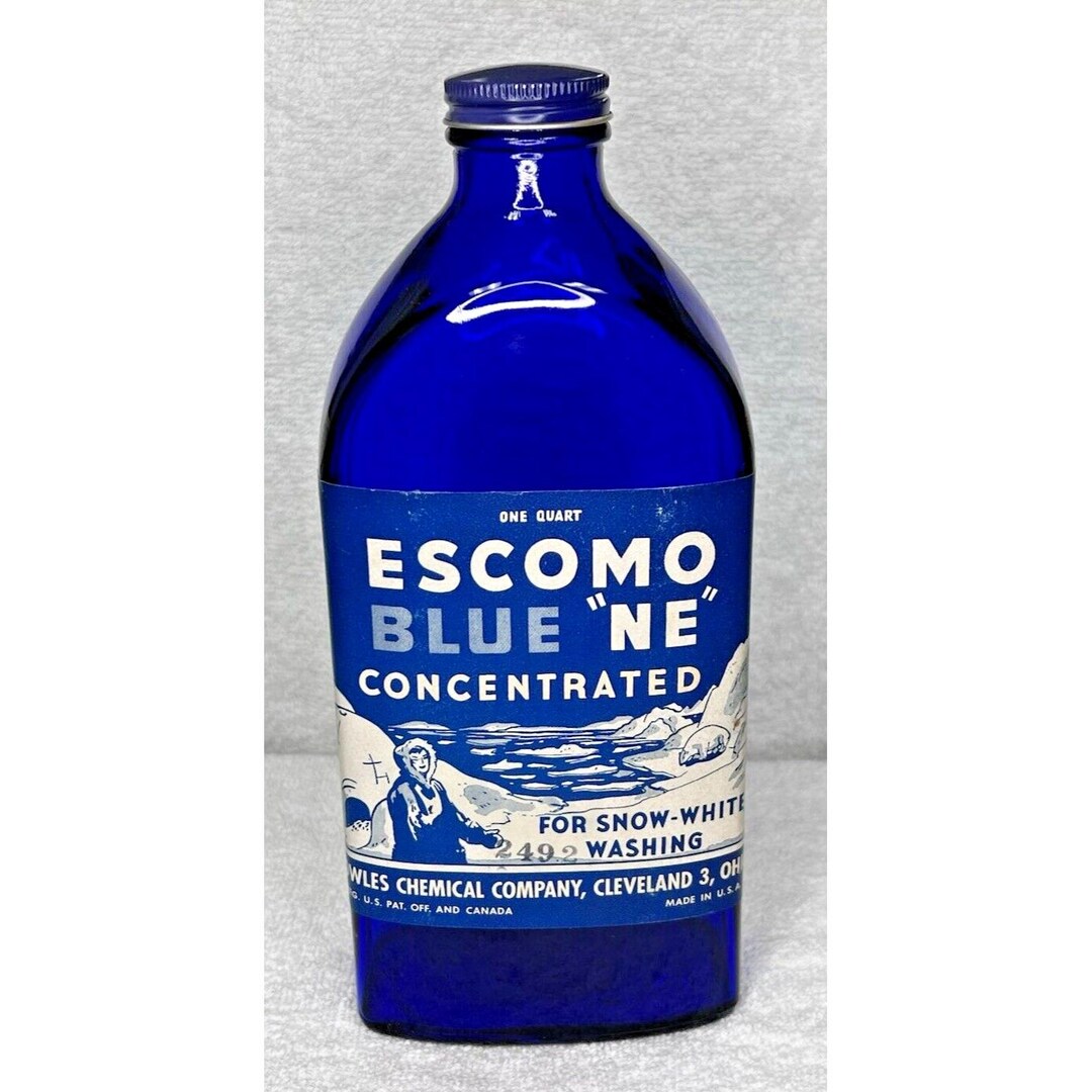 Vintage Escomo Blue "ne" Concentrated 1 Qt Cobalt Bottle W Paper Label ...
