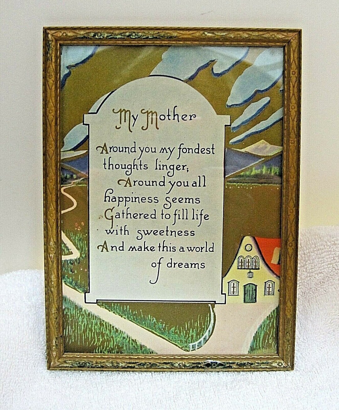 Vintage Mother Motto Poem IN Frame W Cottage Dated 1938 Nice Shape T63 ...