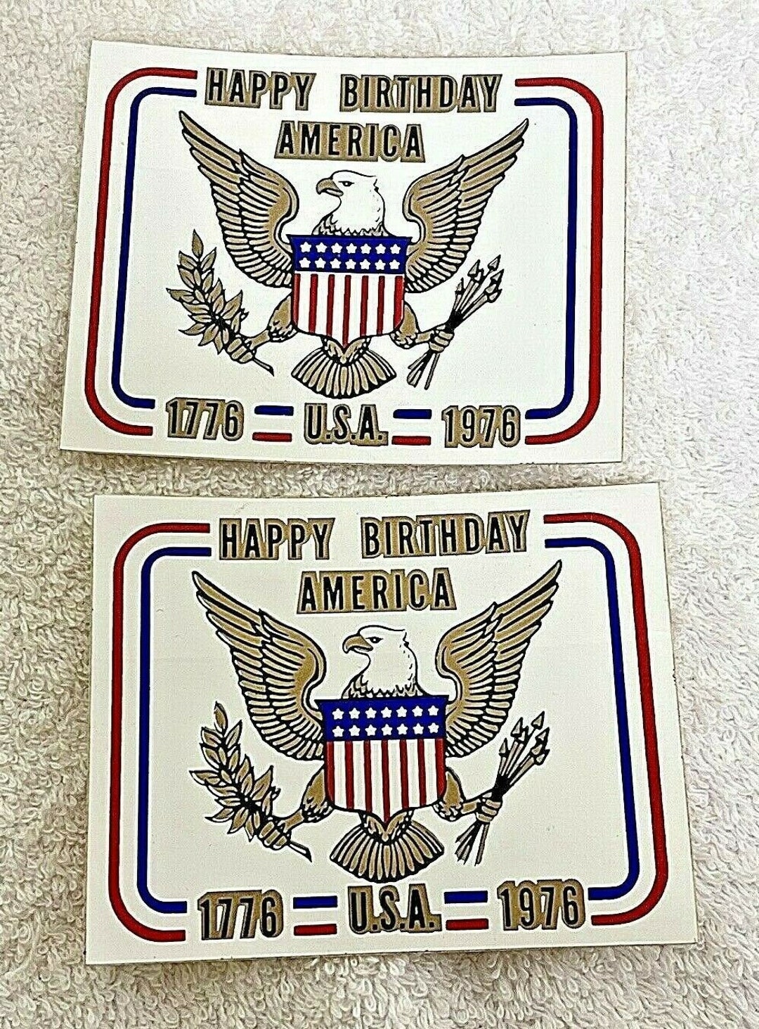 2 Bicentennial Patriotic Flag Decals Sticker Happy Birthday America 3 7 ...
