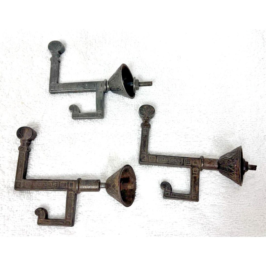 3 Victorian Cast Metal Hooks Matching Ornate Design With Screw Cover - Etsy