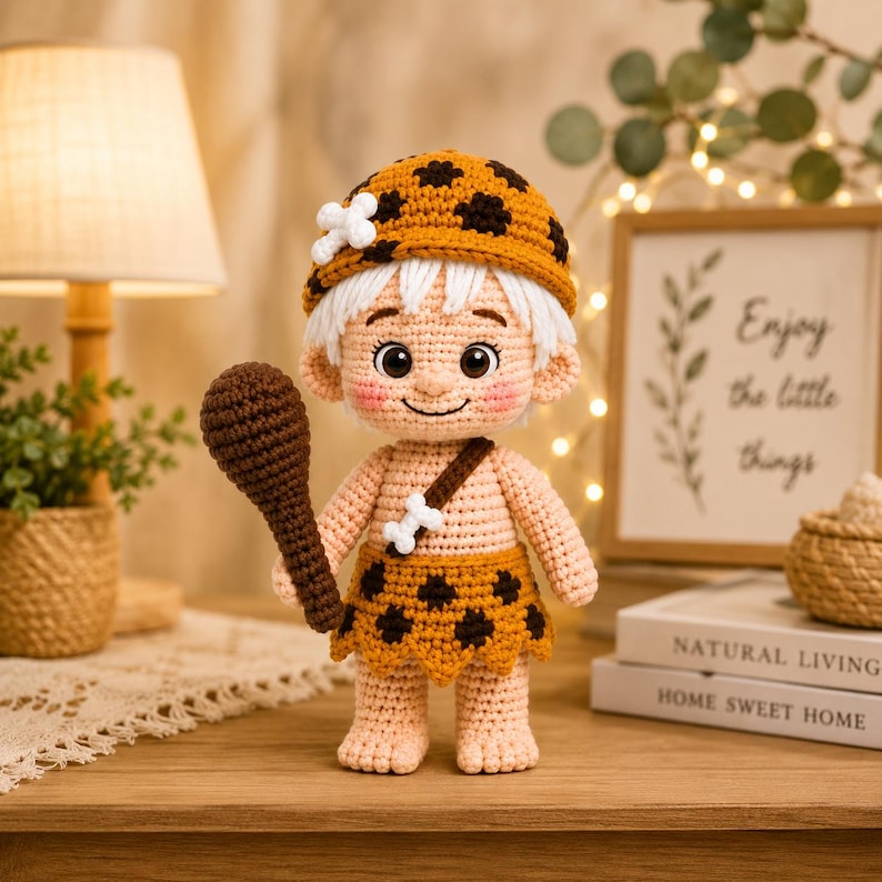 Crochet Caveman Boy Pattern PDF, Amigurumi Cave Baby Doll Tutorial ...