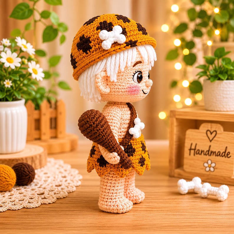 Crochet Caveman Boy Pattern PDF, Amigurumi Cave Baby Doll Tutorial ...