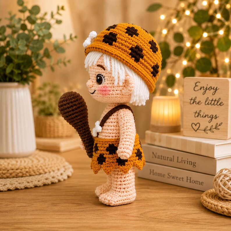 Crochet Caveman Boy Pattern PDF, Amigurumi Cave Baby Doll Tutorial ...