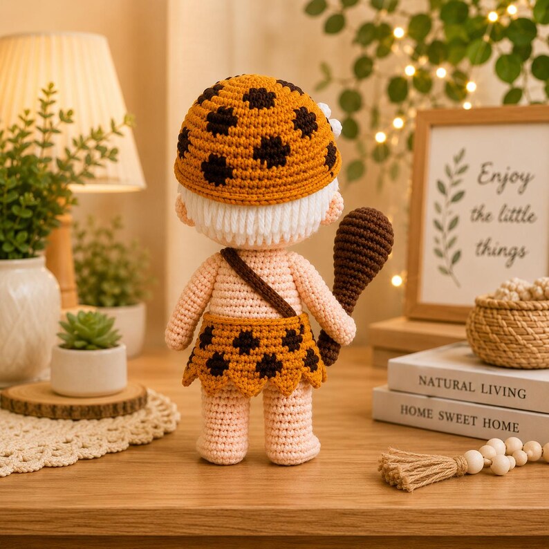 Crochet Caveman Boy Pattern PDF, Amigurumi Cave Baby Doll Tutorial ...