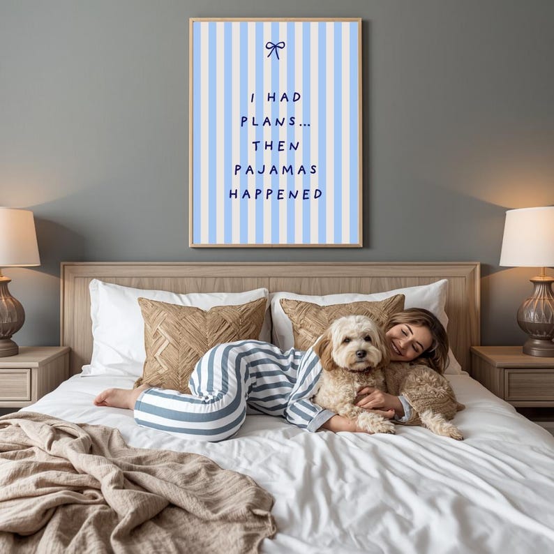 Funny Bedroom Wall Art Printable, Cozy Stay-at-home Pajama Party Vibe ...