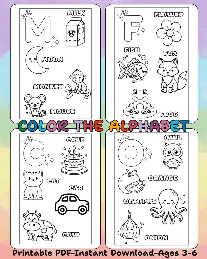 Alphabet Coloring Pages PDF | Preschool ABC Learning Worksheets (ages 3 ...