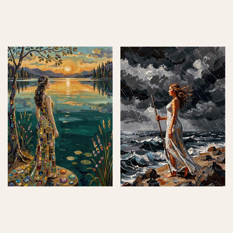 Wild Spirit Women Nature Prints – Dramatic Landscape Oil Painting Art ...