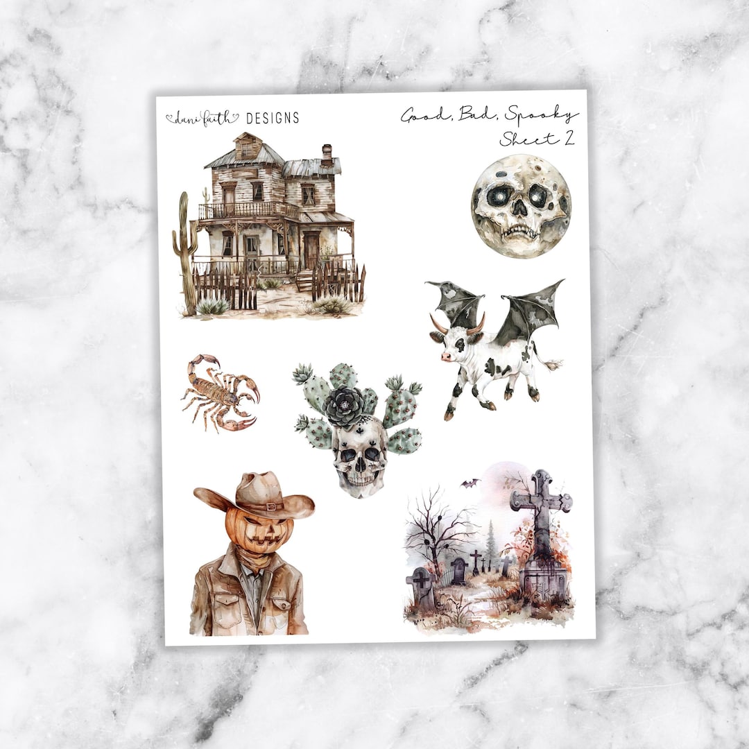 Good, Bad, Spooky Deco Stickers - Sheet 2, Journal Stickers, Planner ...