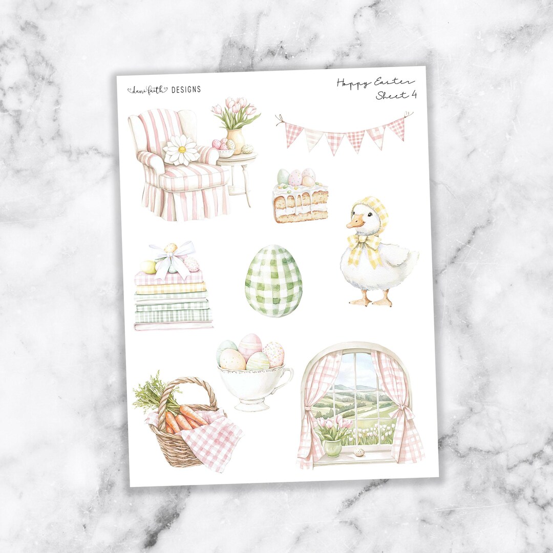 Hoppy Easter Journal Stickers Sheet 4 - Journal Stickers, Planner ...