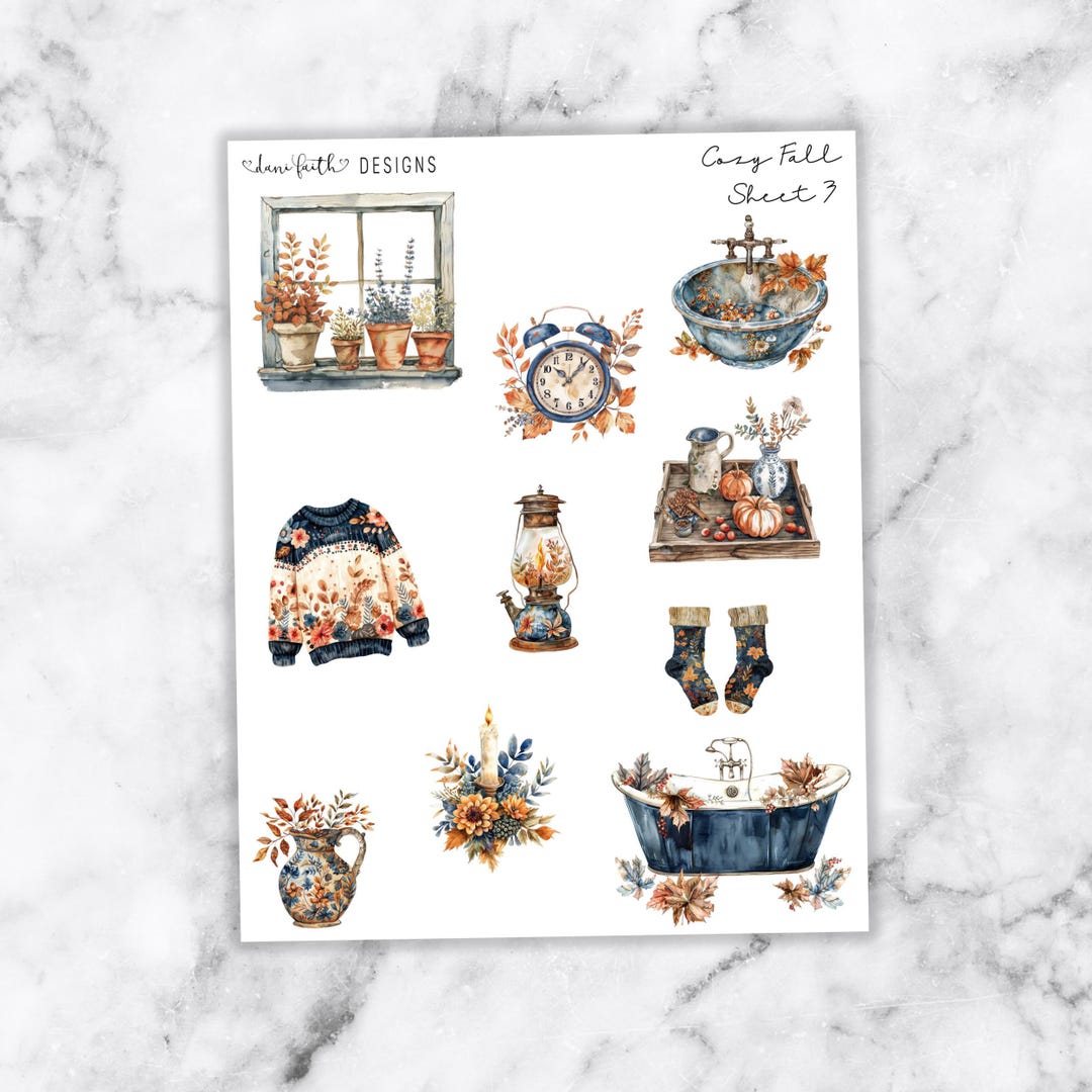 Cozy Fall Deco Stickers Sheet 3, Journal Stickers, Planner Stickers - Etsy