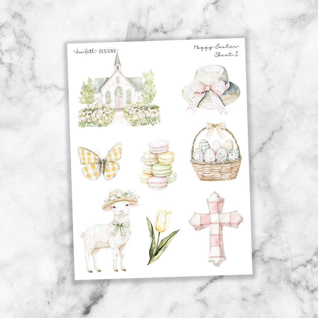 Hoppy Easter Journal Stickers Sheet 2 - Journal Stickers, Planner ...