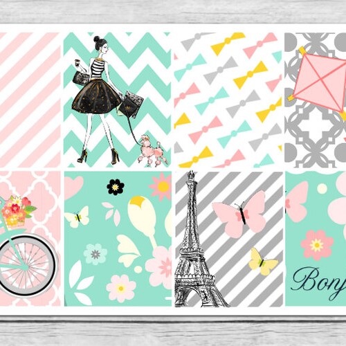 GIRL IN PARIS Printable Planner Stickers Mambi Watercolor | Etsy