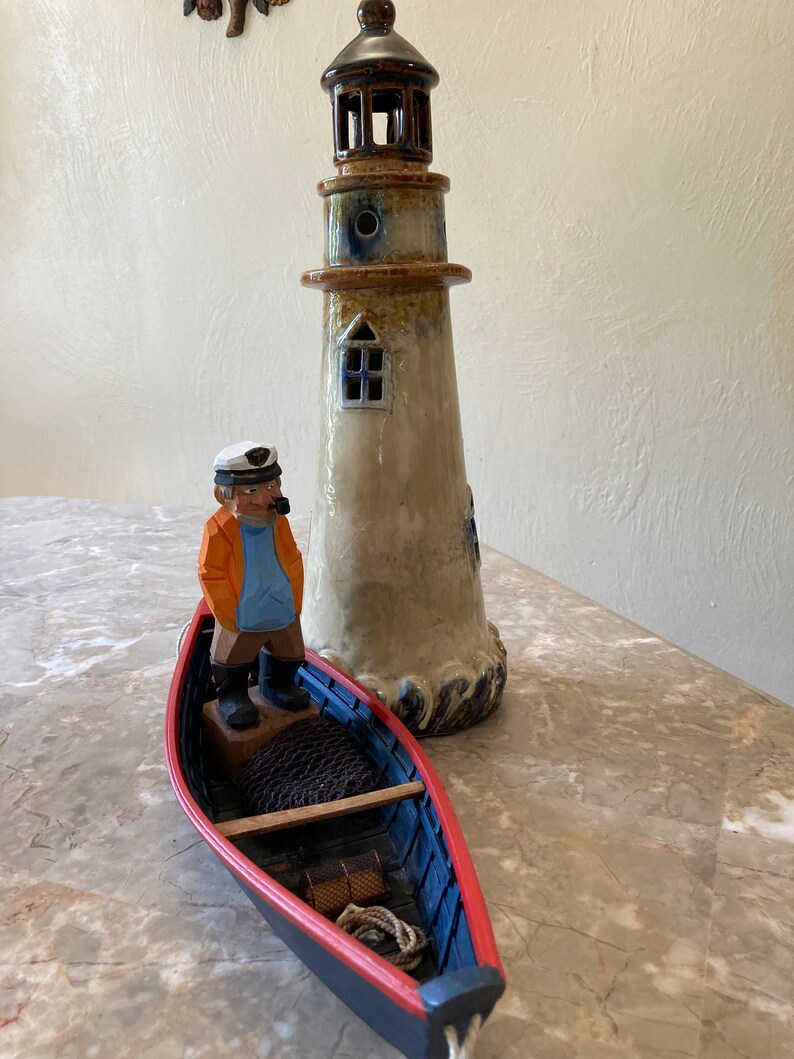 Lighthouse Sea Captain & Boat - Etsy