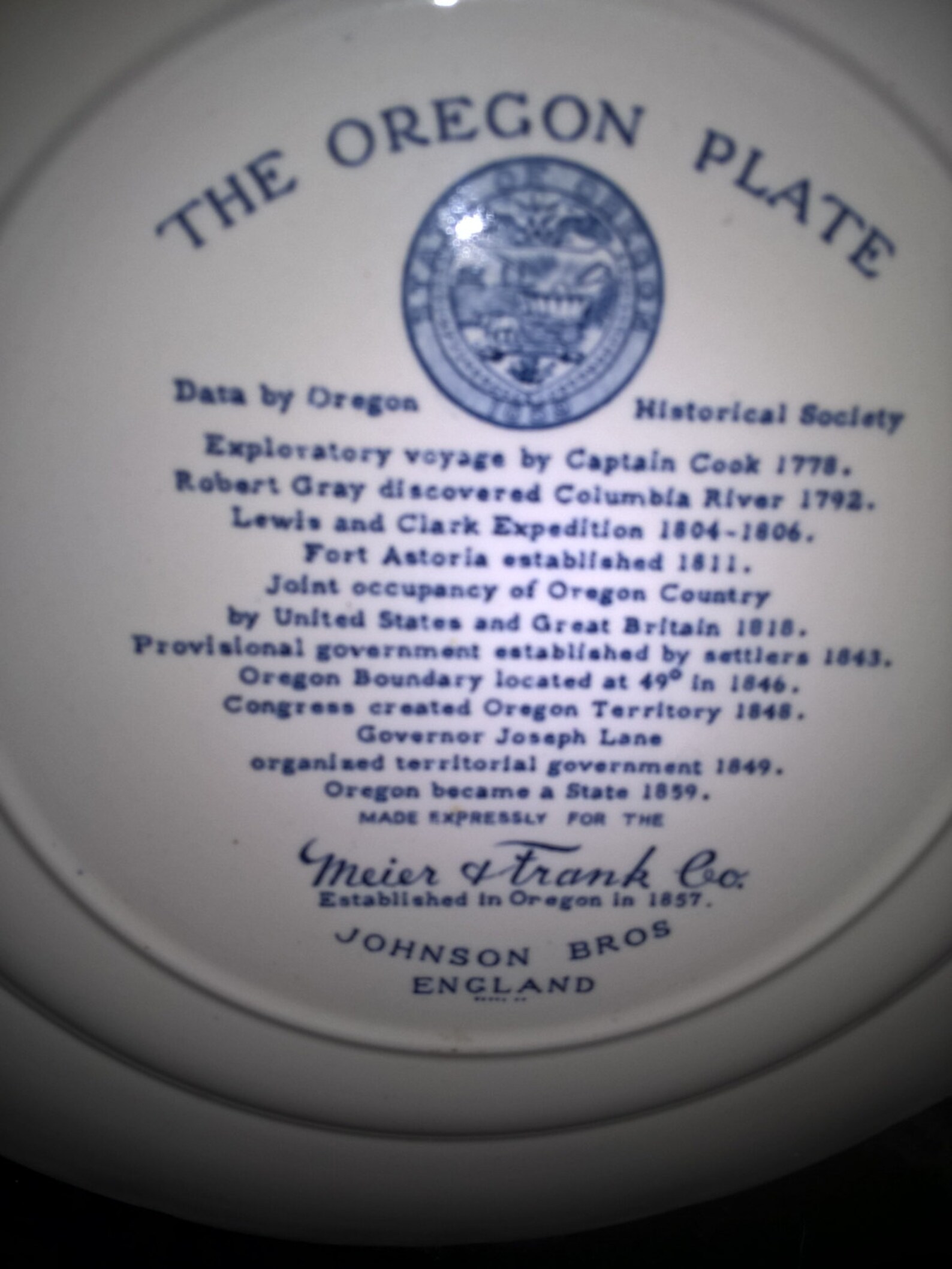 Oregon State Plate by Johnson Bros. England - Etsy