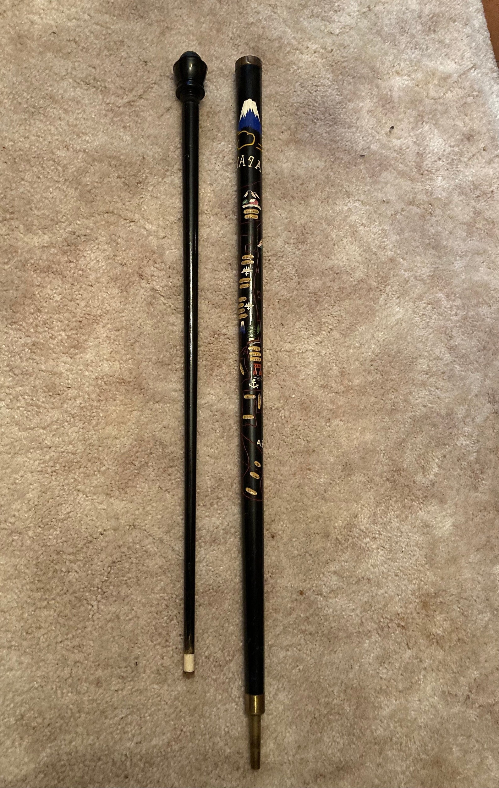 Japan Hand Carved Walking Stick With Pool Cue Inside VERY RARE - Etsy