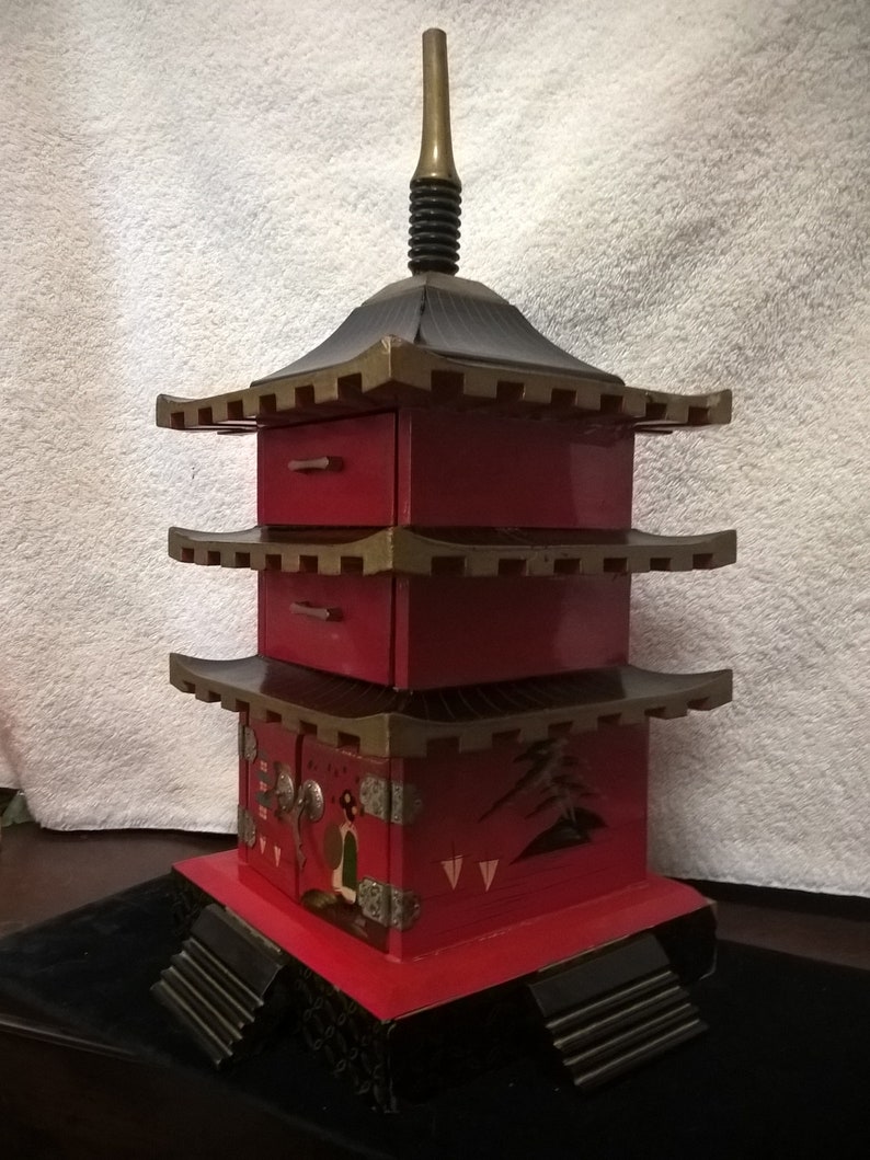 Japanese Pagoda Music Jewelry Box Plus Lucky Seven Gods - Etsy