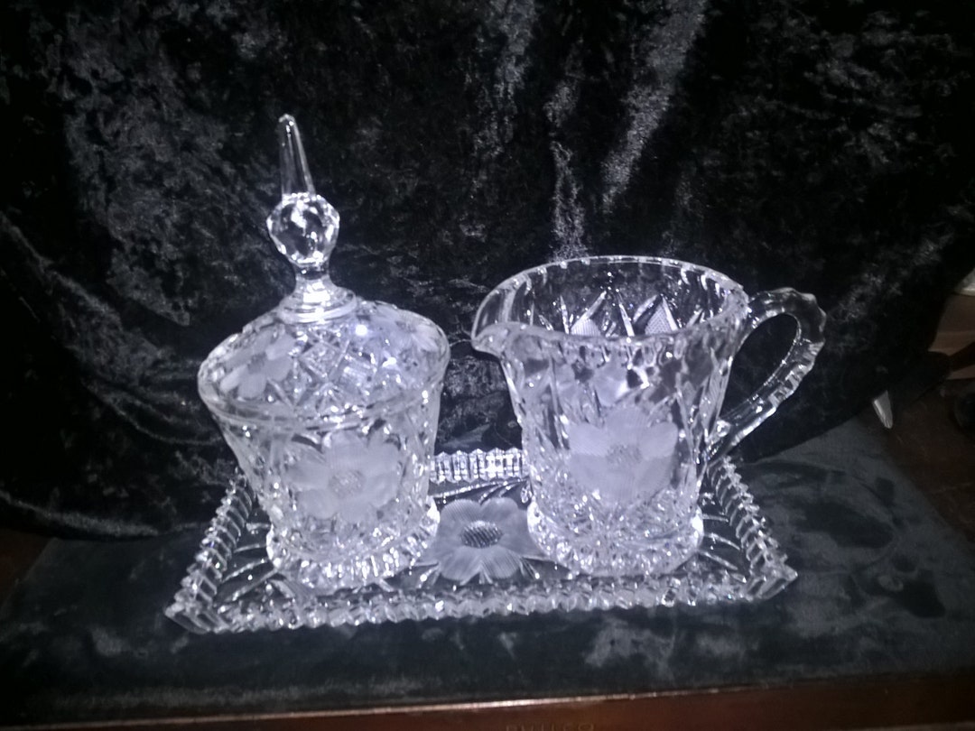 Crystal Sugar & Creamer With Matching Tray - Etsy
