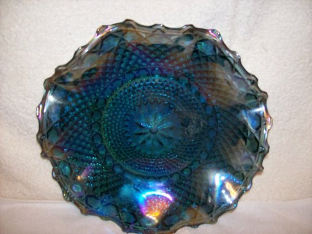 Carnival Glass Dish, Diamond Pinwheel - Etsy