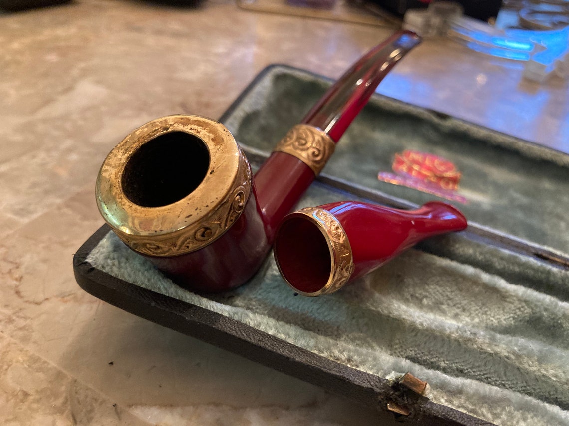 Bakelite Pipe & Cigarette Holder With 14K Gold Trim - Etsy