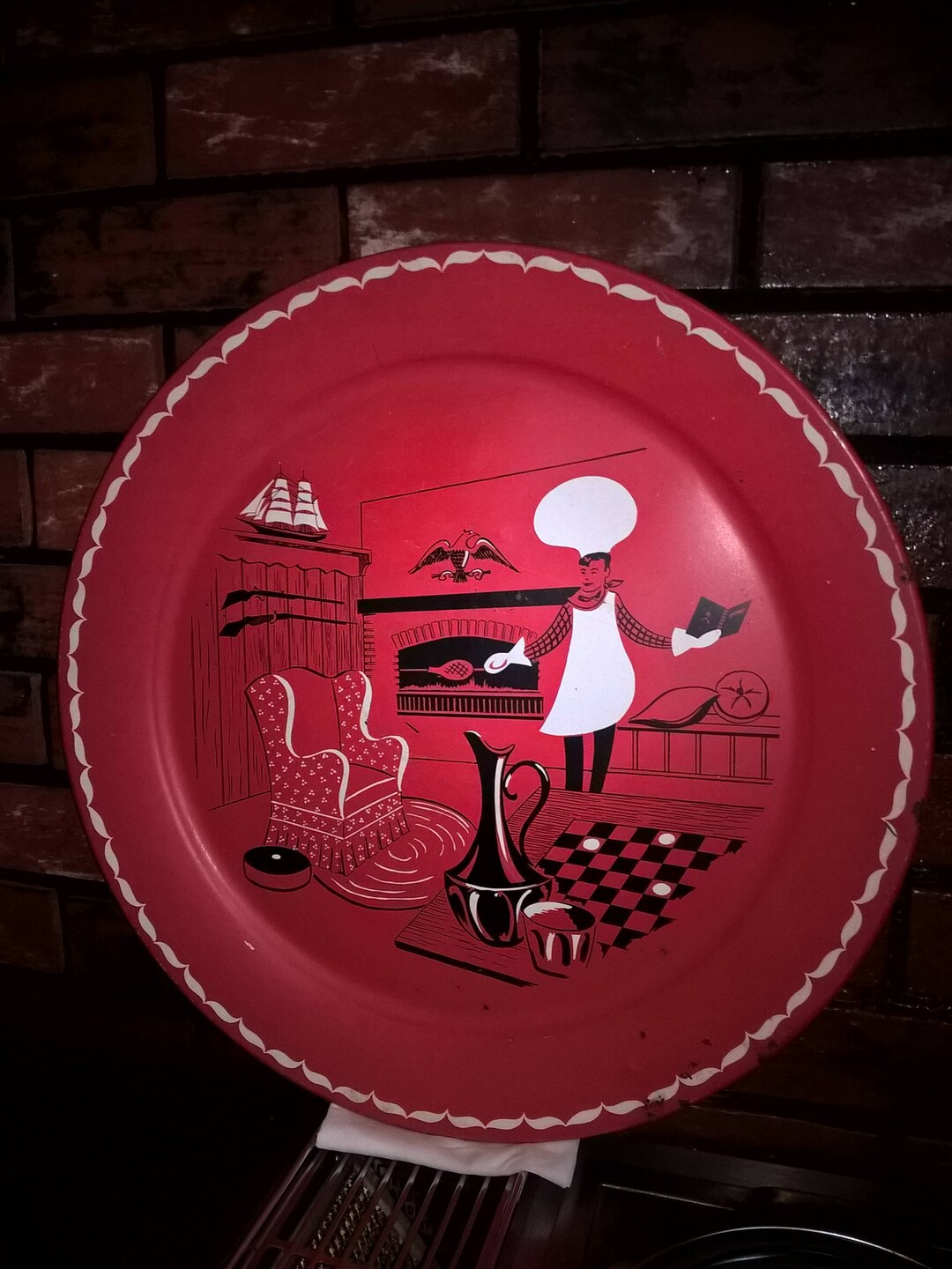 Kitchen Tray, Homestead Scene Huge 19" Across - Etsy