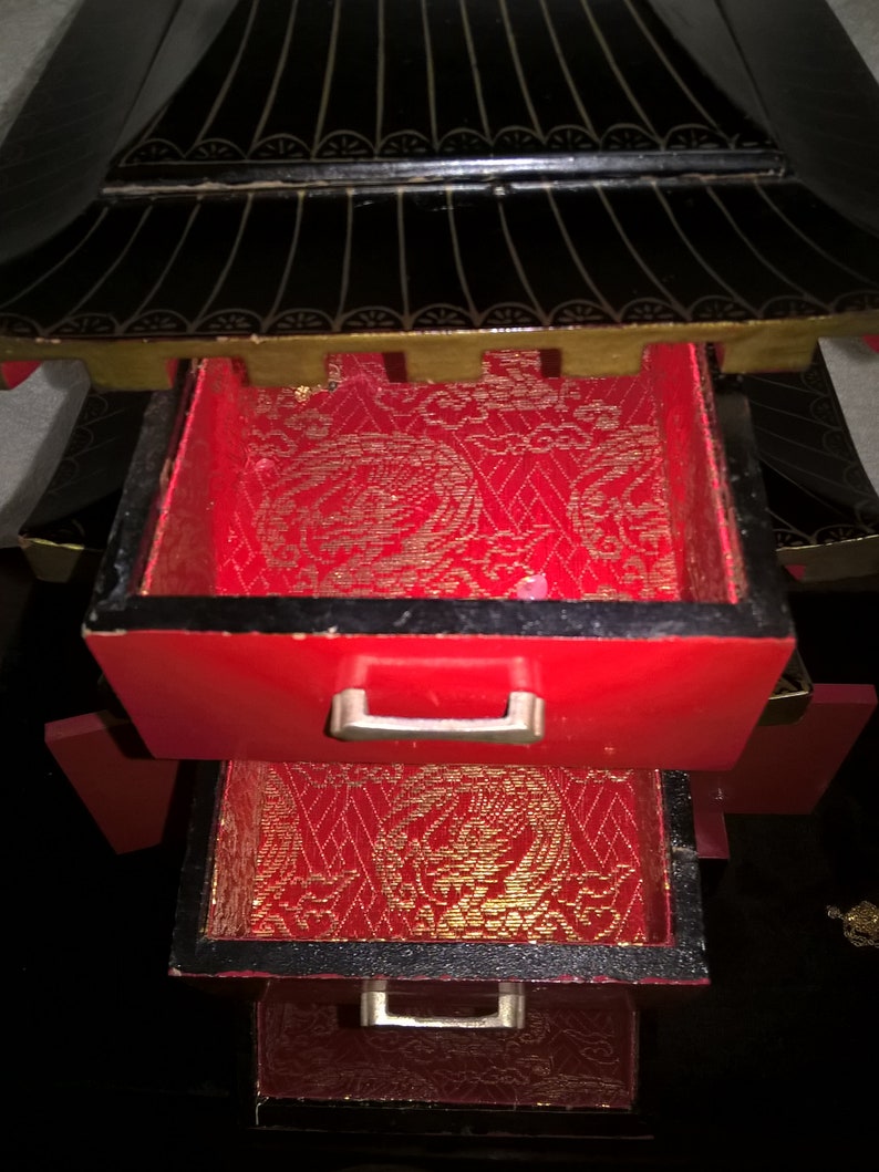 Japanese Pagoda Music Jewelry Box Plus Lucky Seven Gods - Etsy