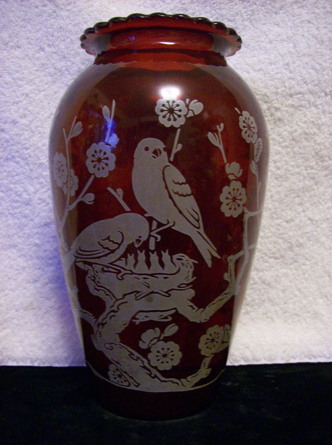 Royal Ruby Vase by Anchor Hocking With Silver Overlay | Etsy