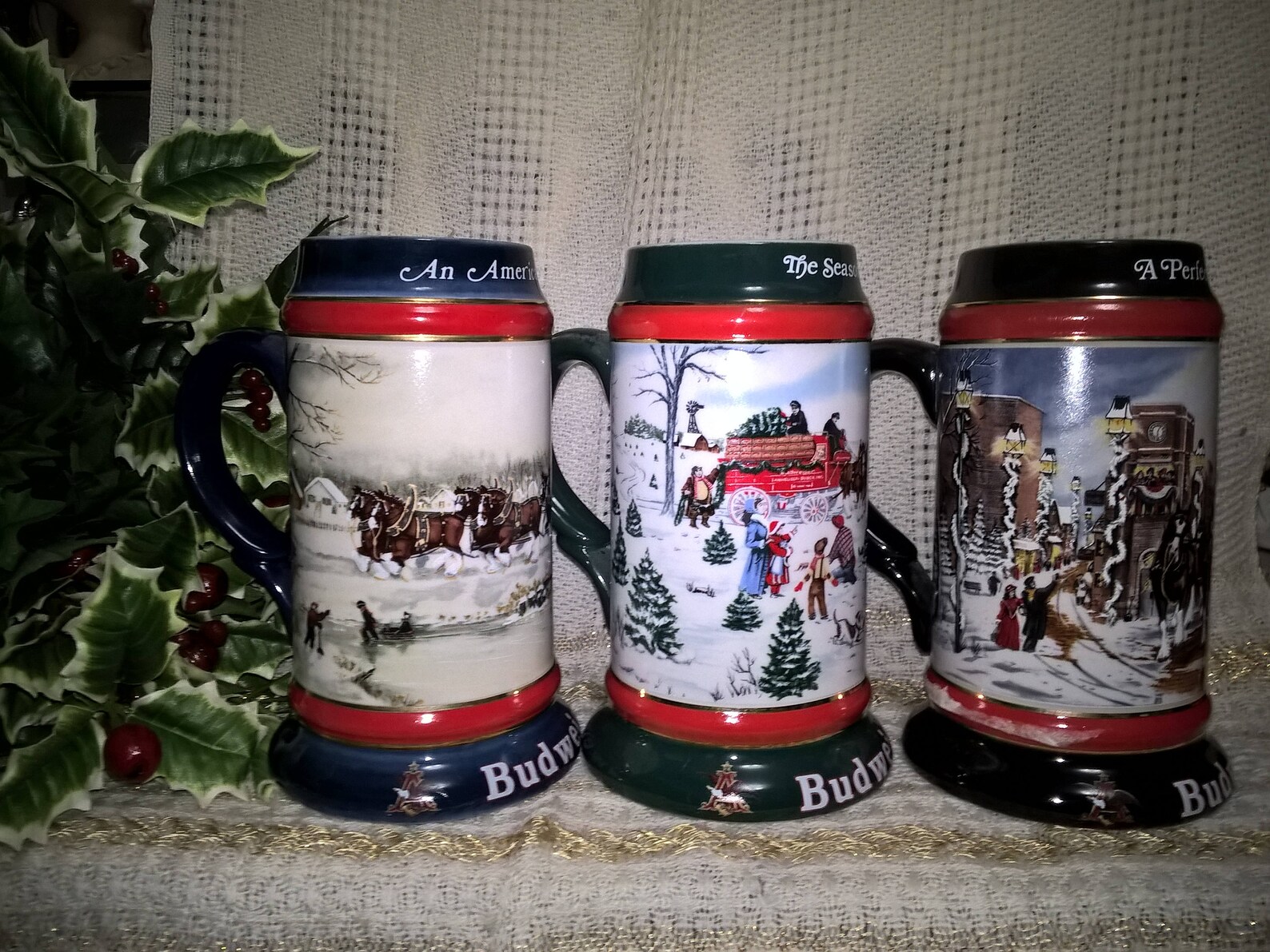 3 Budweiser Steins 1990 1991 1992 Set Of3 - Etsy
