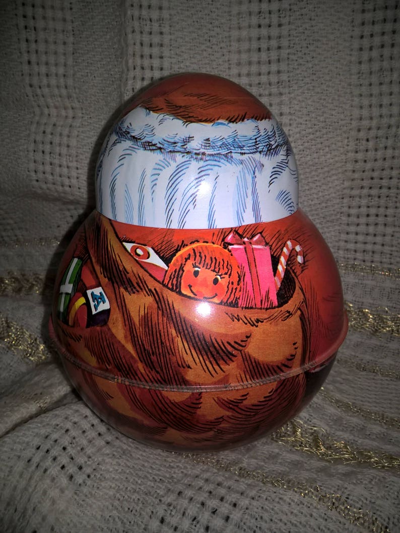Santa Roly Poly Tin by Chein Corp. | Etsy