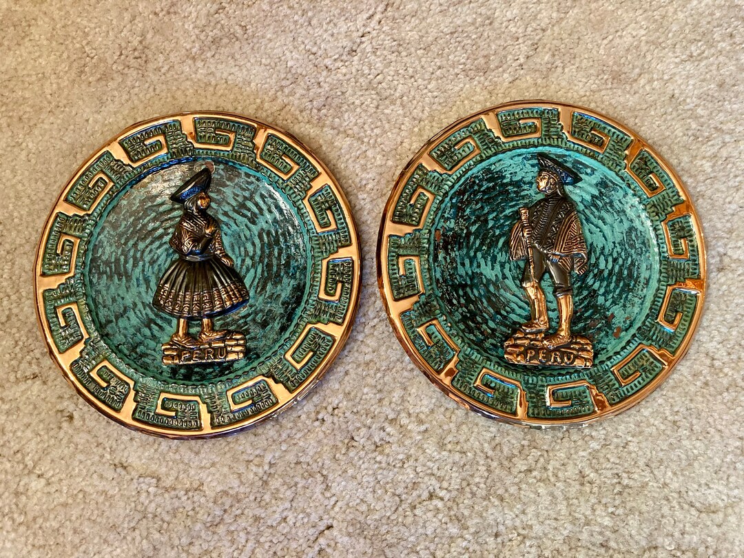 Peruvian Copper Metal Wall Art Set of 2 - Etsy