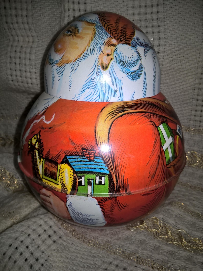 Santa Roly Poly Tin by Chein Corp. | Etsy